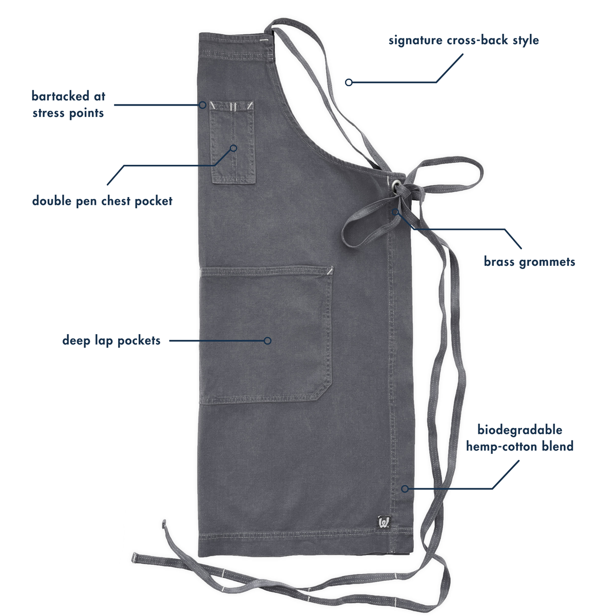 Granite Full Cross-Back Apron – White Bark Workwear