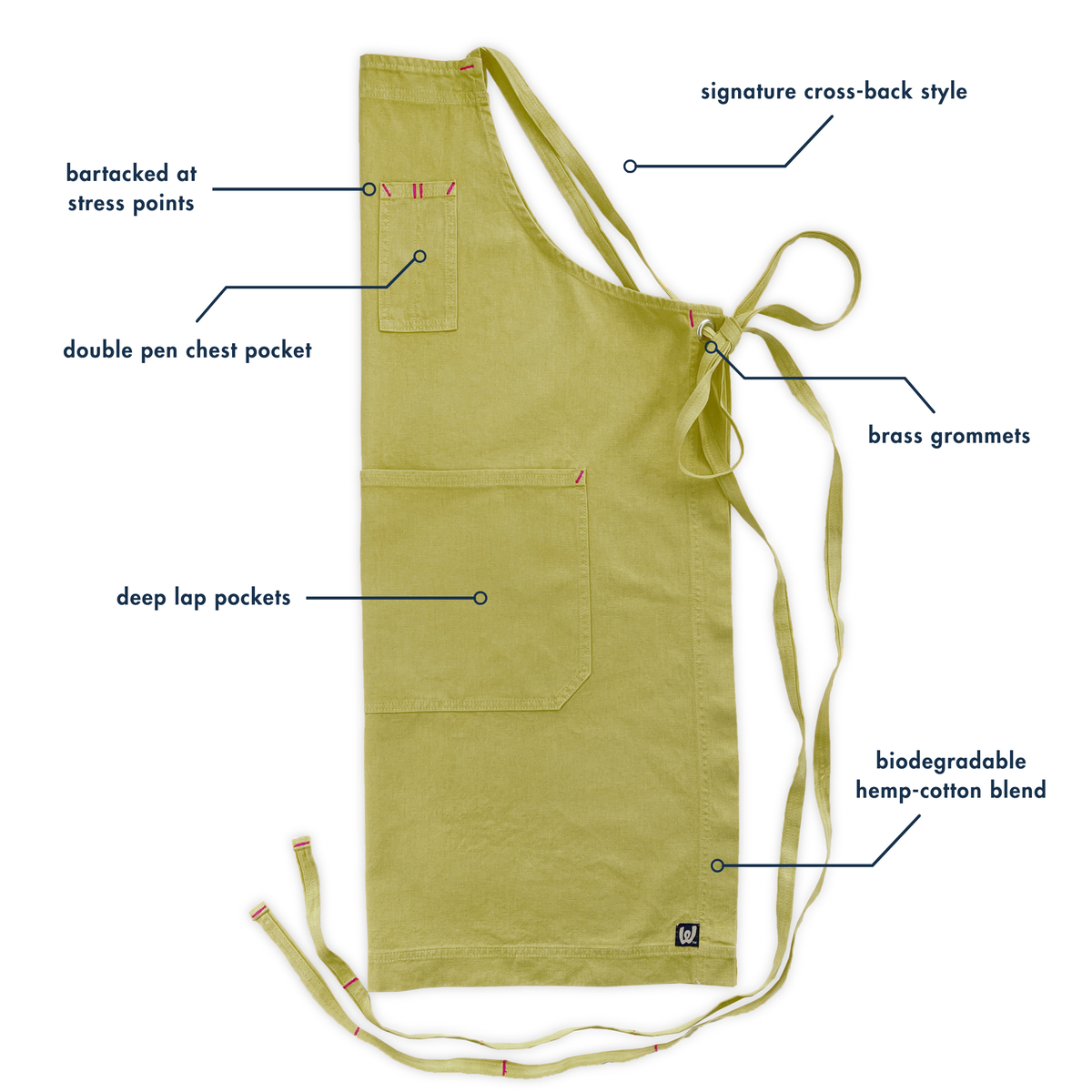 Pistachio Full Cross-Back Apron – White Bark Workwear